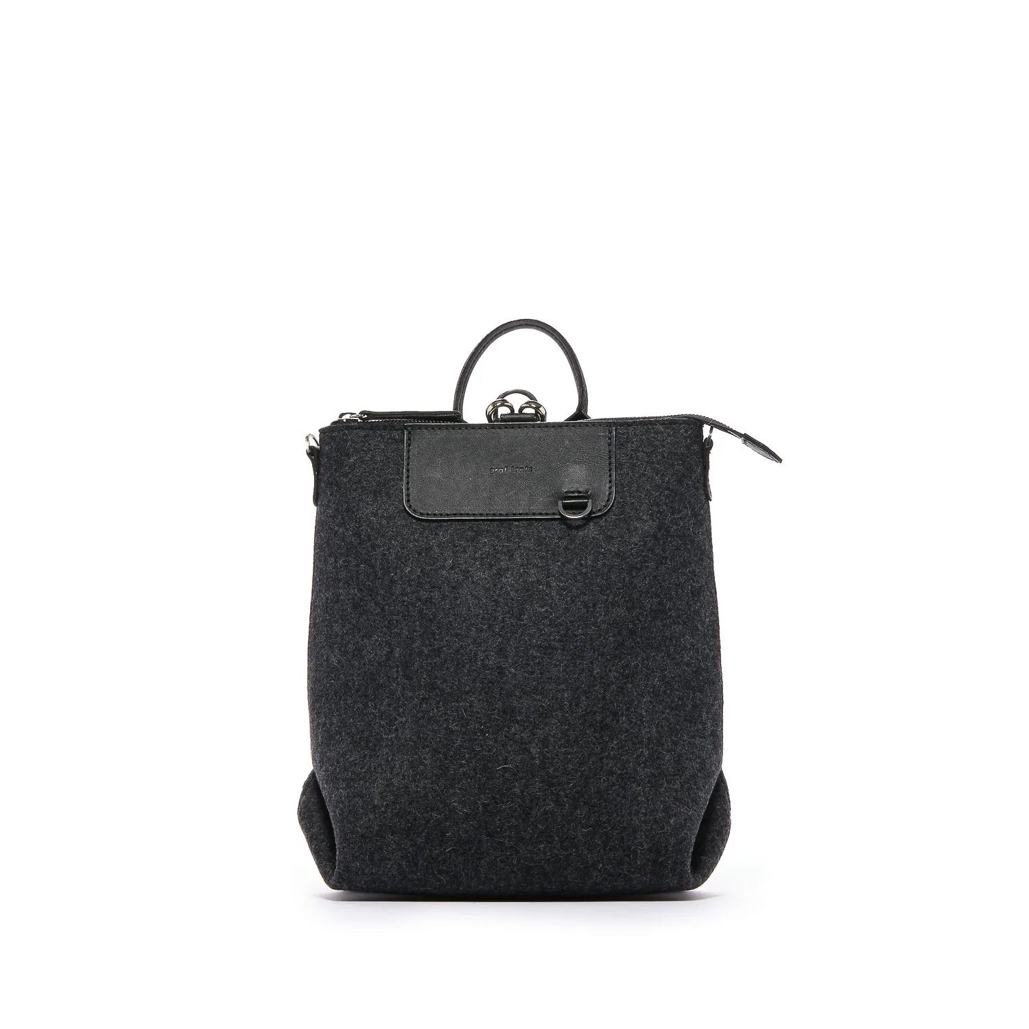 Bedford Backpack Mini Charcoal Felt, Black Leather – TheHans